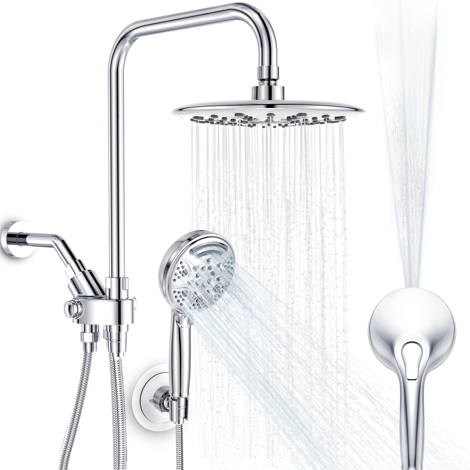 SR SUN RISE Shower Head Combo High Pressure 9'' Large 8-mode Handheld ...