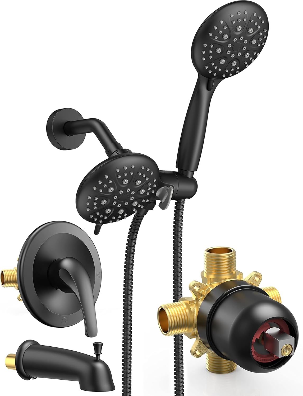 SR SUN RISE Shower System with Tub Spout, 35-Function Dual 2-in-1 Tub ...