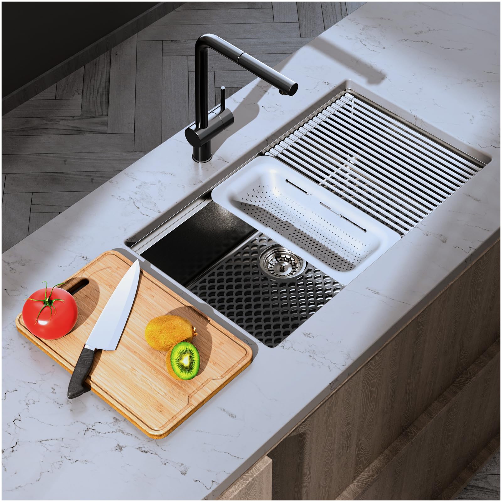 Undermount Stainless Steel Kitchen Sink - SR SUN RISE 32" x 18" x 10 ...
