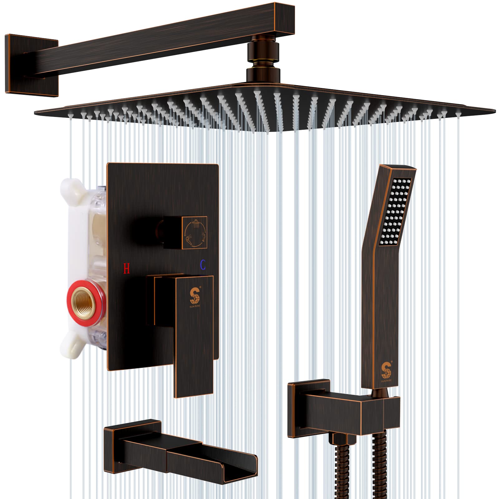 SR SUN RISE All Metal Bathtub Faucet Set Shower System with Tub Spout ...