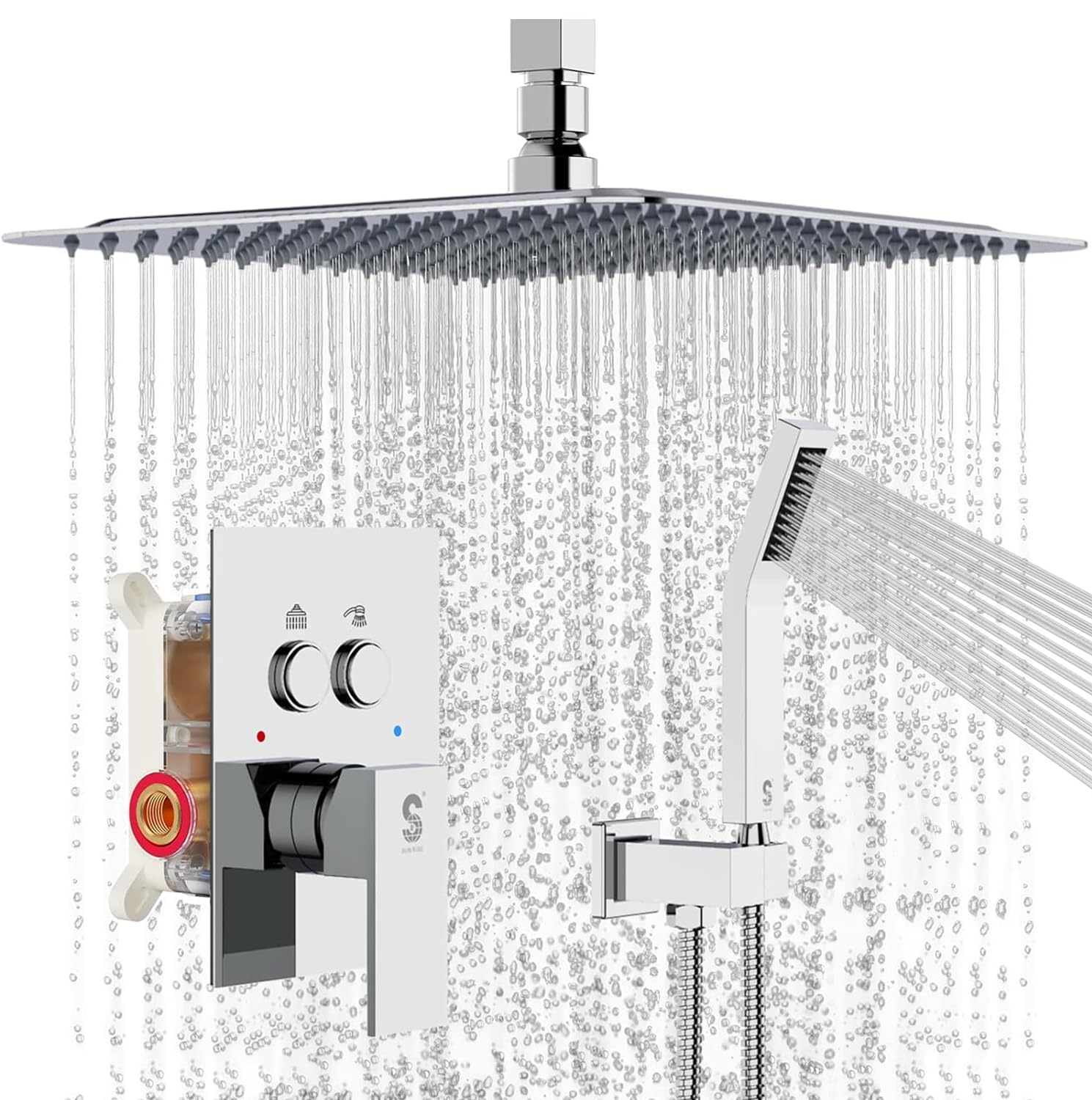 SR SUN RISE Ceiling Mounted Shower System with Push Button Diverter, L ...