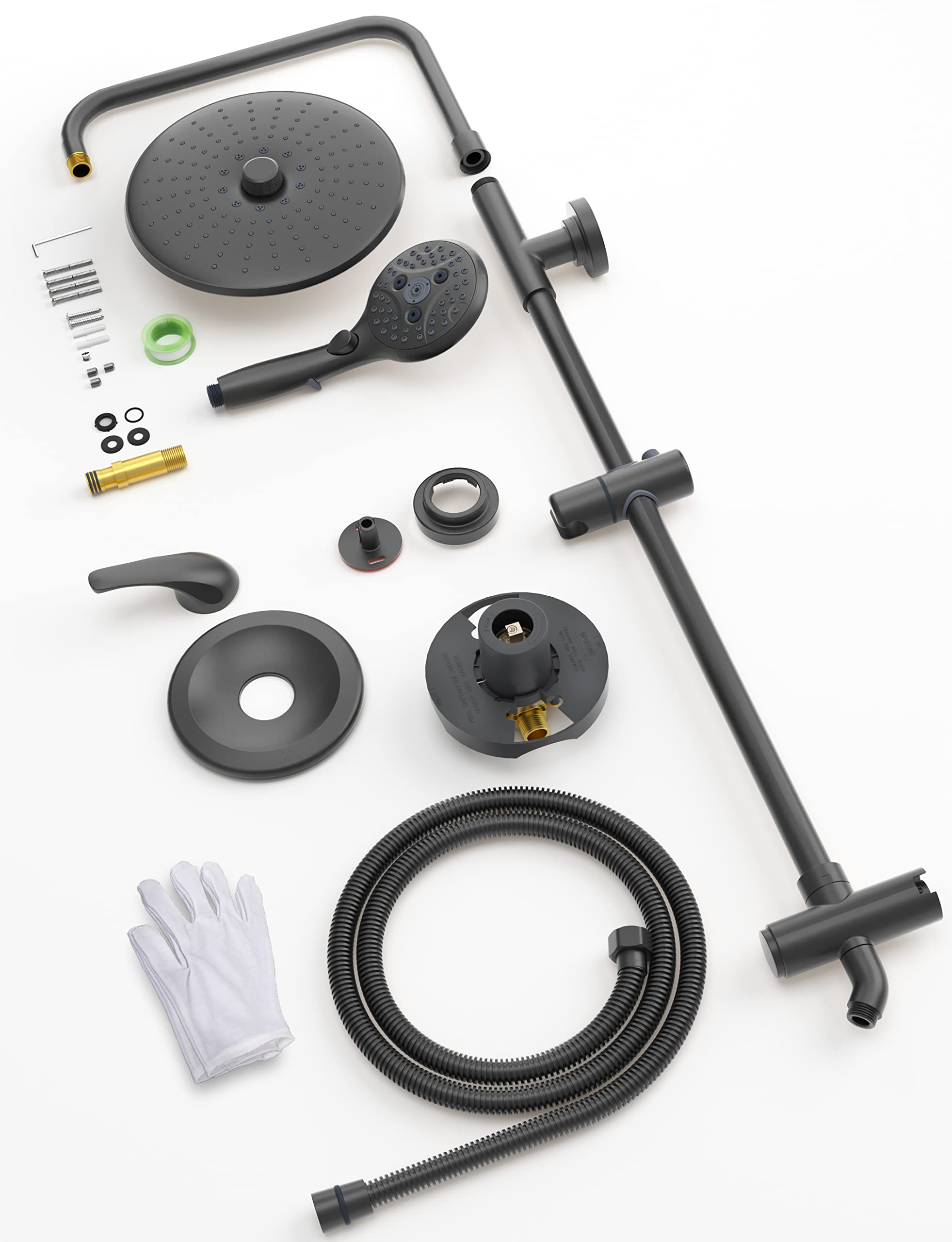 Matte Black 10 Inch shower System with Height Adjustable Slide Bar and ...